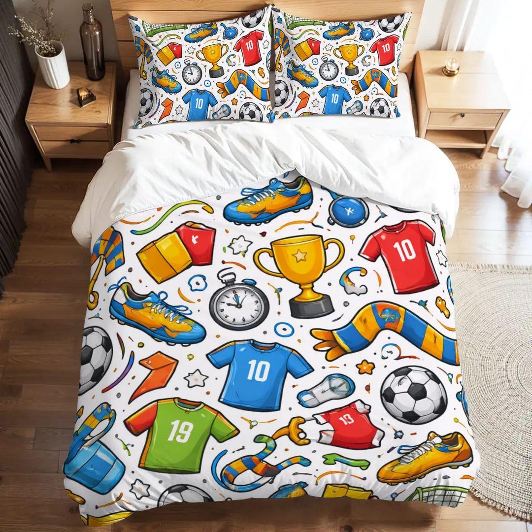 Soccer Theme Full Duvet Cover Set - 80-90 Inch - 203-229 Cm - Etsy