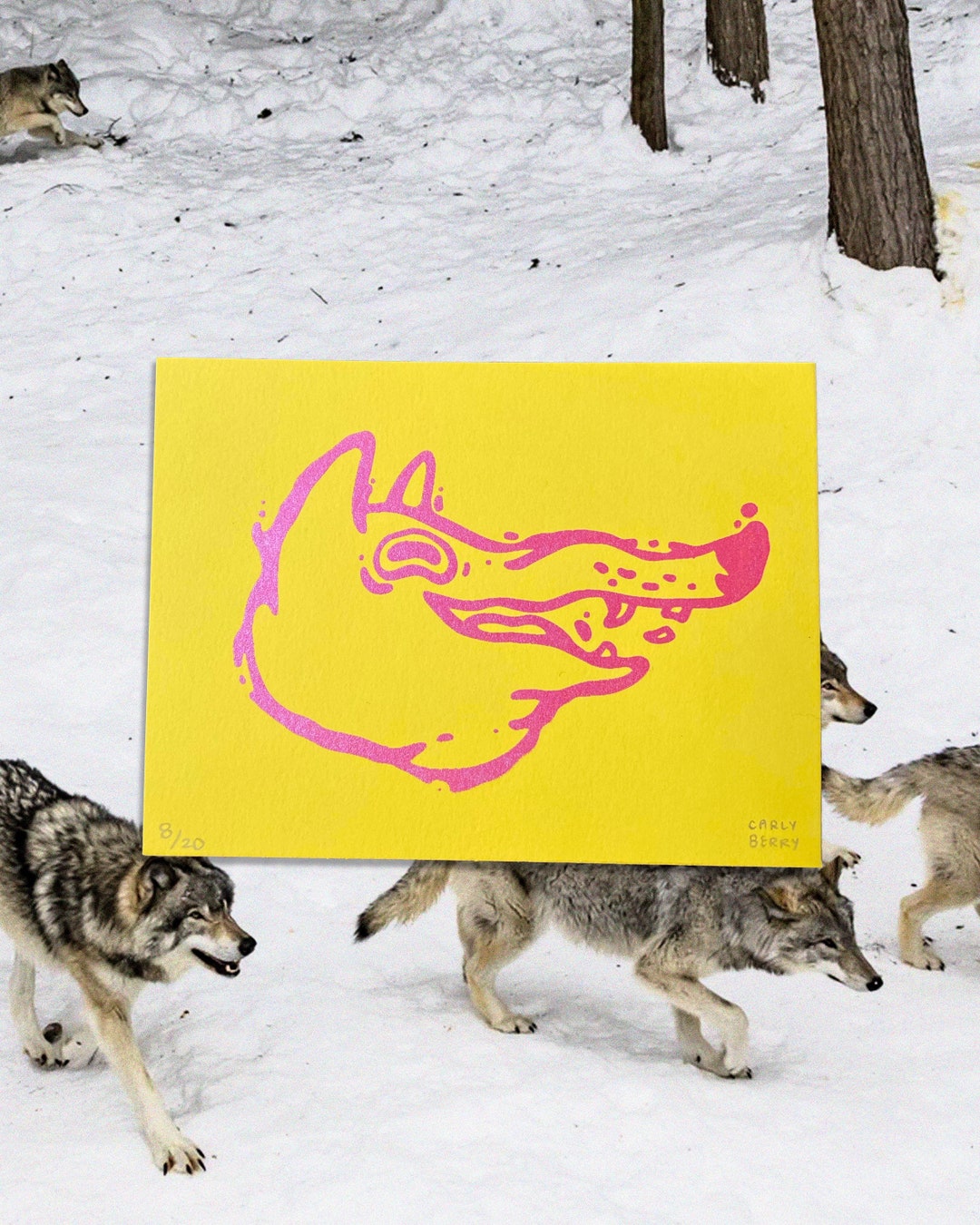 Lone Wolf Print | Wacky Wolves | Mini Screen Print - Etsy