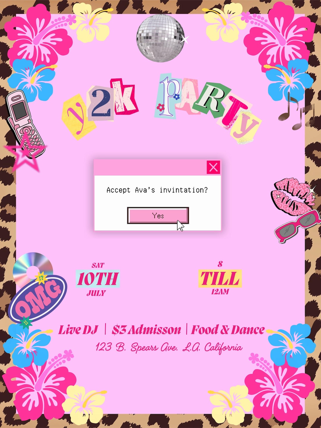 Y2K Party Invitation | Early 2000s Themed Party Flyer | Digital ...