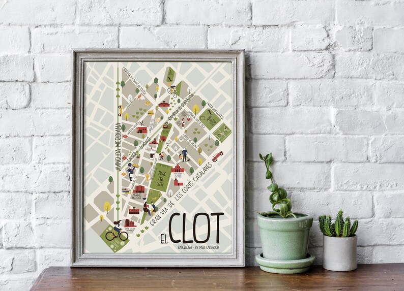 Ilustración Mapa Del Barrio Del Clot a Color Para La Decoración De Tus ...