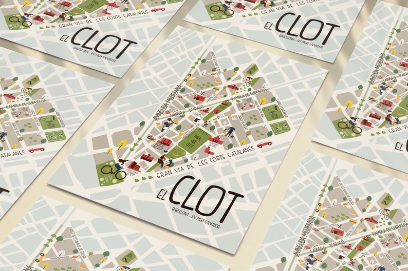 Ilustración Mapa Del Barrio Del Clot a Color Para La Decoración De Tus ...