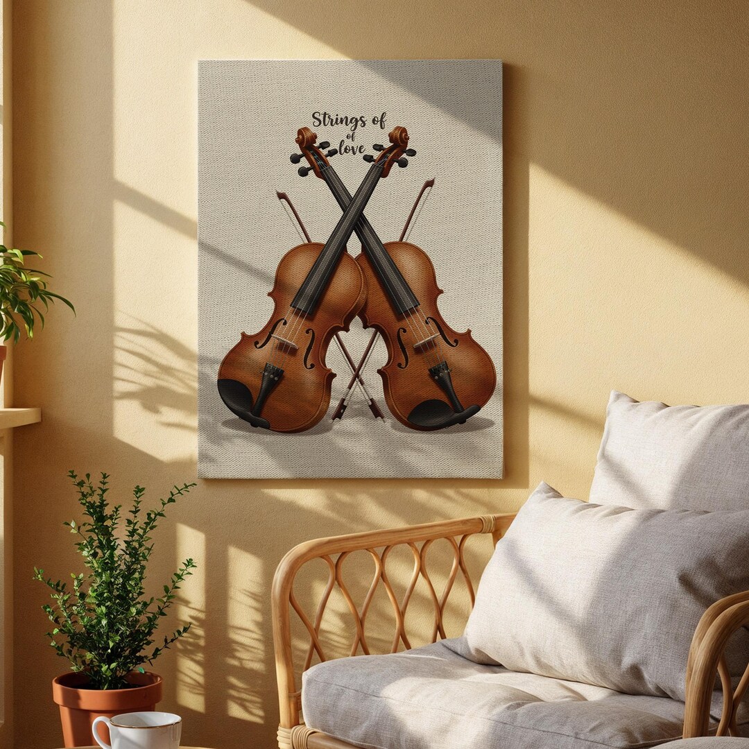 Strings of Love Violin Canvas Wall Art, Romantic Musical Instrument ...