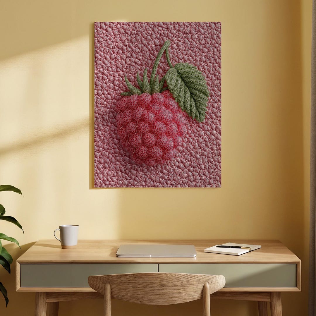 Raspberry Canvas Wall Art, Vibrant Fruit Kitchen Decor, Red Berry Print ...