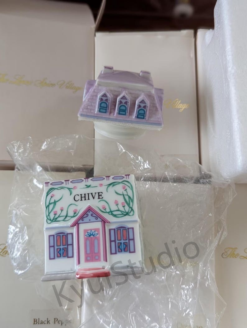 Lenox Village Set Vintage 1989 Spice Jar Houses 24 Jars With Rack ...