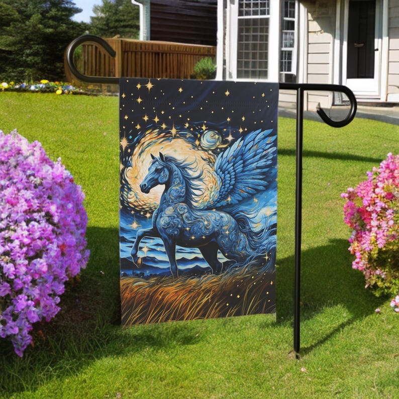 Blue Pegasus Garden Flag, Fantasy House Banner - Etsy