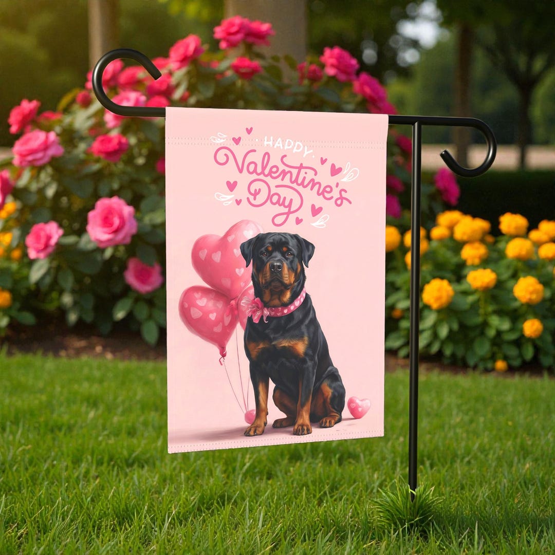 Rottweiler Happy Valentine's Day Garden Flag, Dog Heart House Banner - Etsy