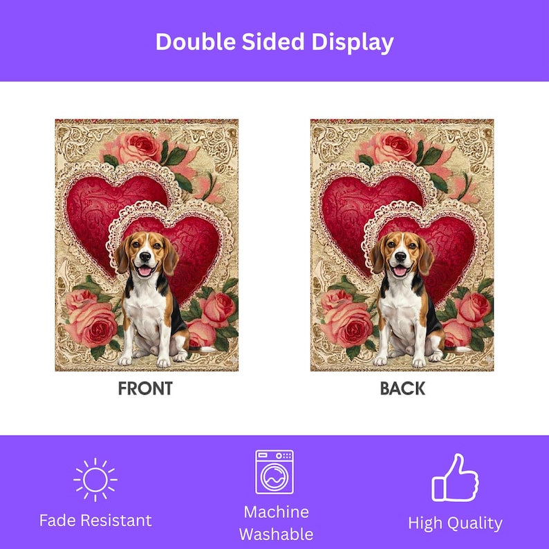 Two Heart Beagle Valentine Garden Flag, Spring Dog House Banner - Etsy