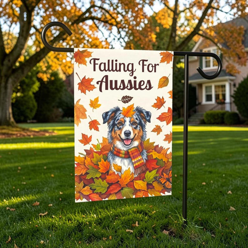 Falling for Aussies Australian Shepherd Garden Flag - Etsy
