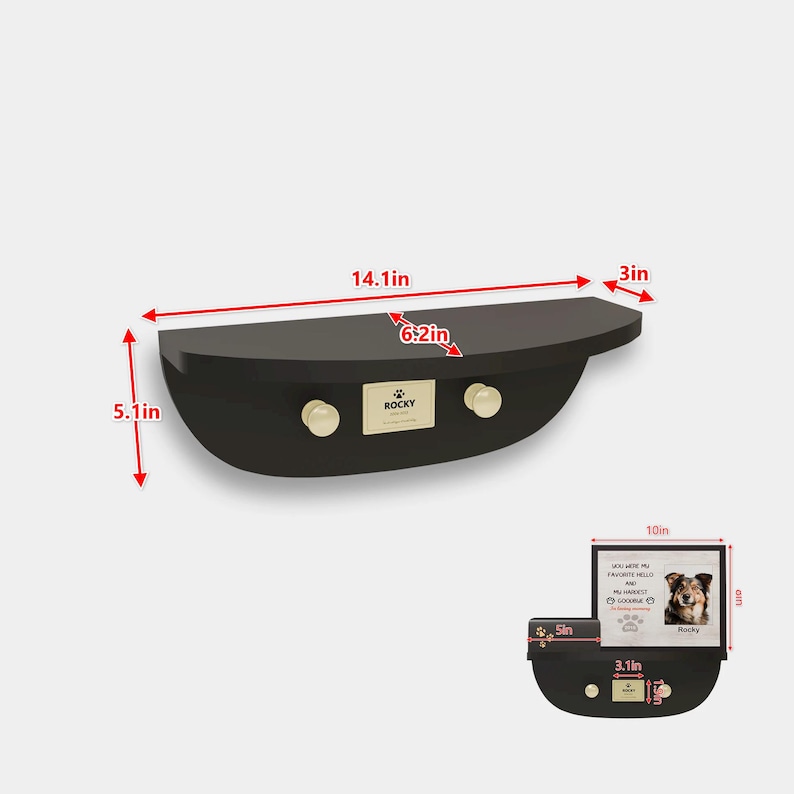 Personalized Pet Memorial Shelf: Urn Shelf With Metal Nameplate, Pet ...