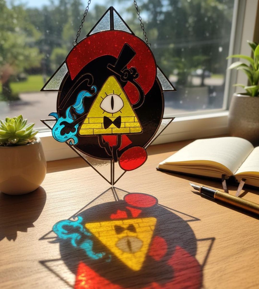 Bill Cipher Resin Suncatcher, Gravity Falls Triangle Window Art - Etsy