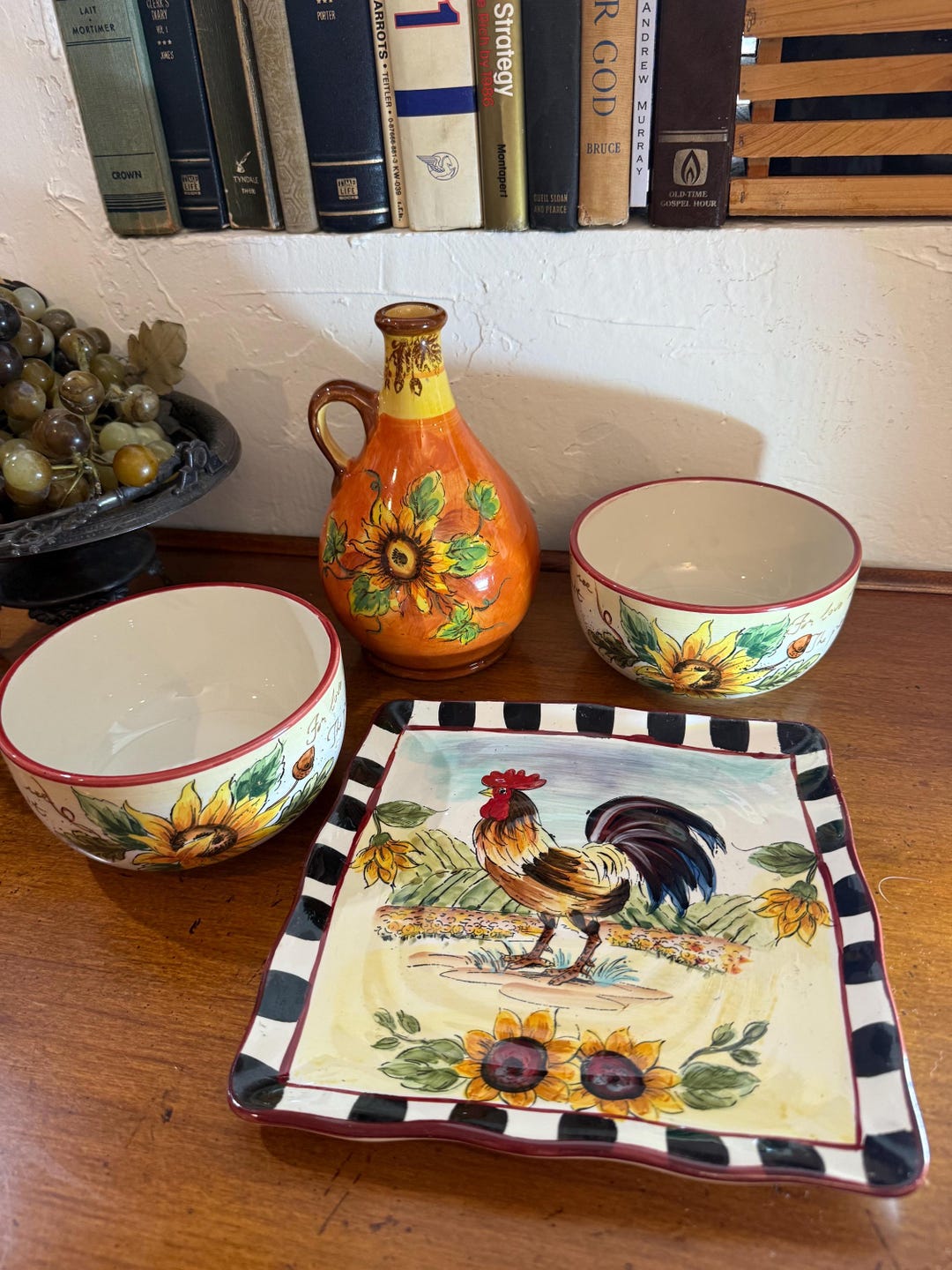 Farmhouse Rooster Dinnerware Set: Soup Bowl, Plate & Platter - Etsy