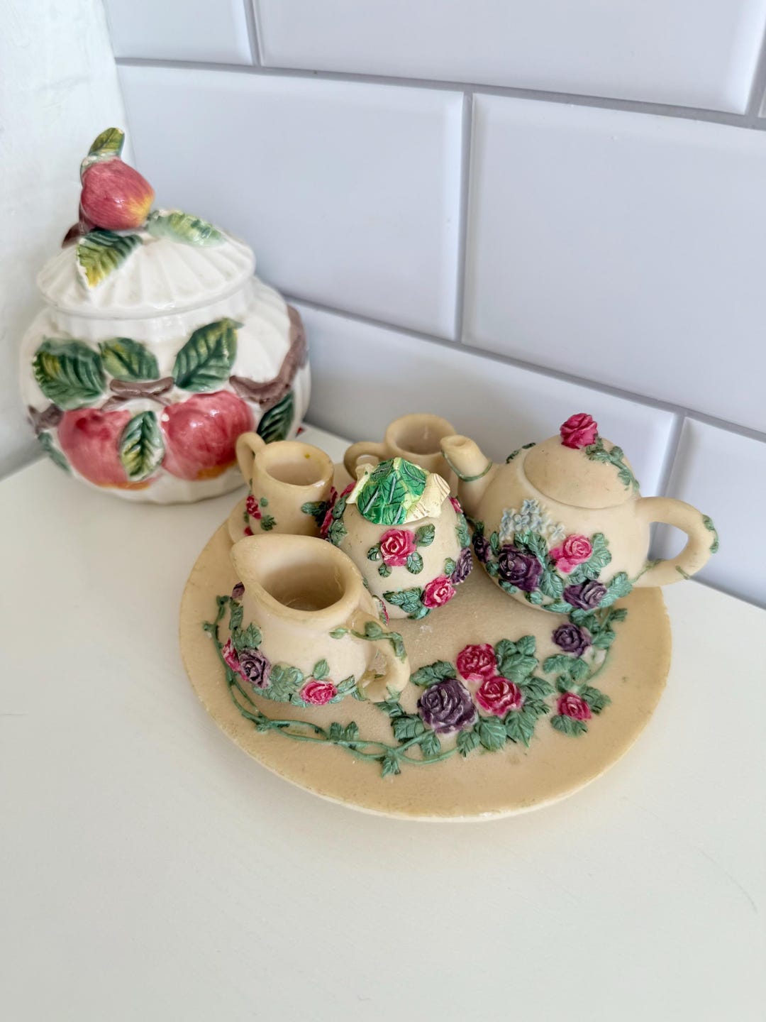 Vintage Hand Painted Miniature Tea Set - Etsy