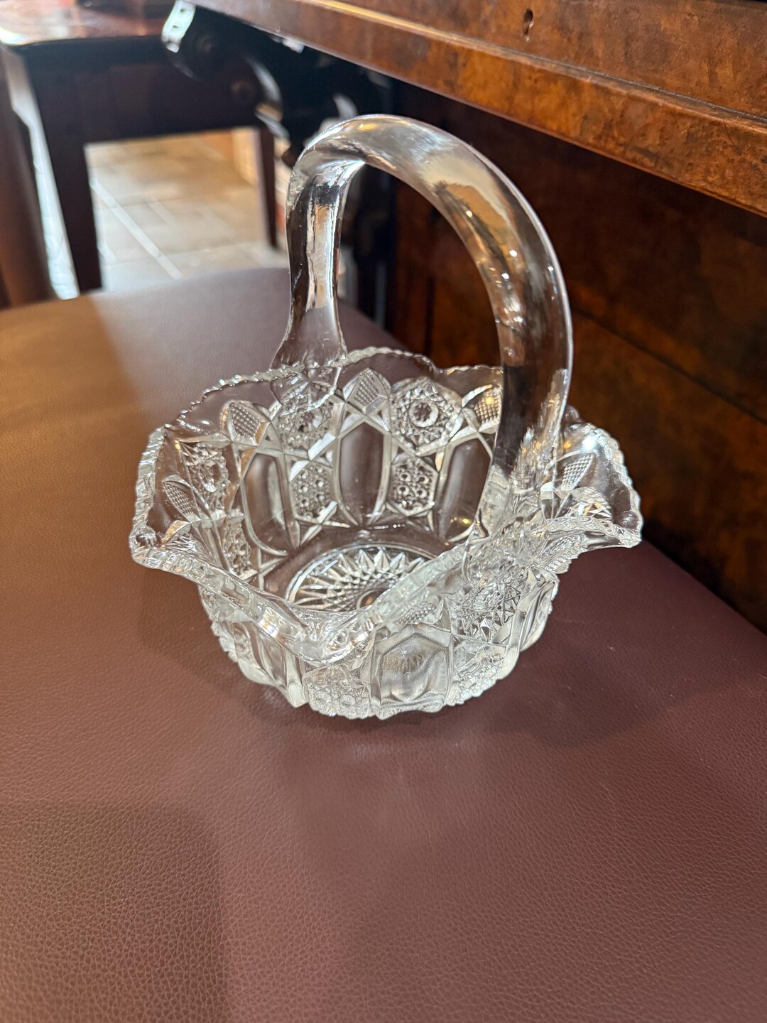 Vintage Glass Basket Pressed Cut Design - Etsy