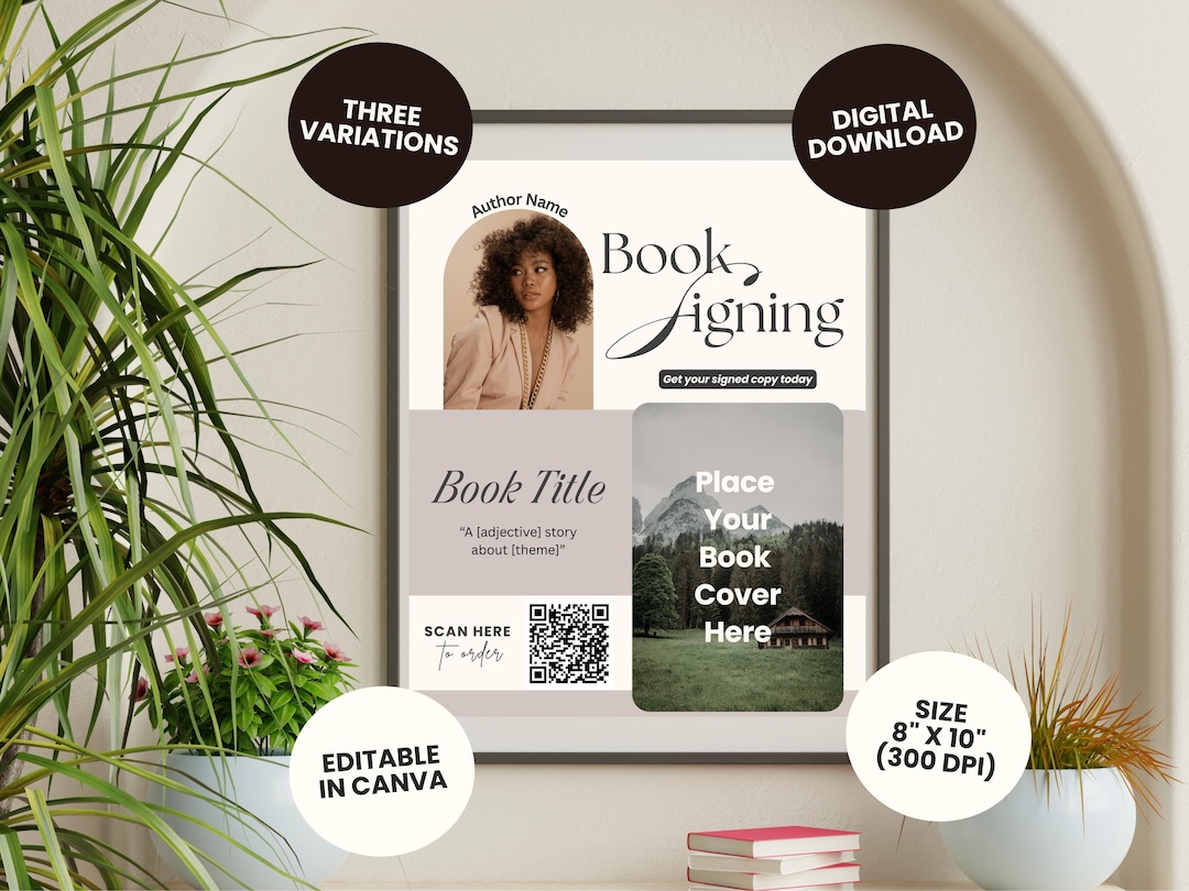 Minimal Book Signing Poster | Book Launch Table Sign Template | 8x10 ...