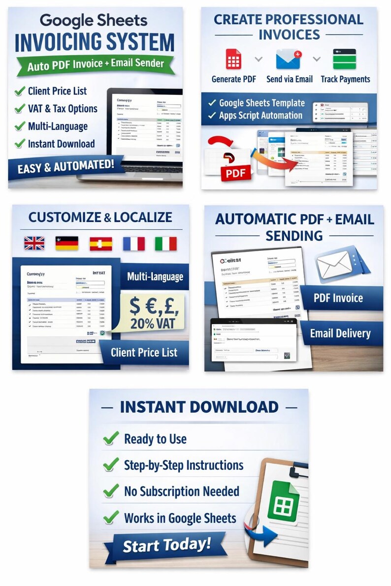 Invoicing System for Google Sheets | EU Invoice Template + PDF Export ...