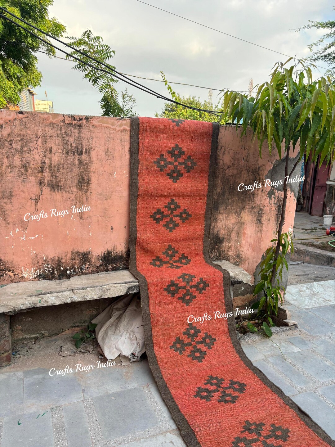Red Stair Runner Carpet, Red Floral Stairs Rug, Long 8 Meter Runner ...