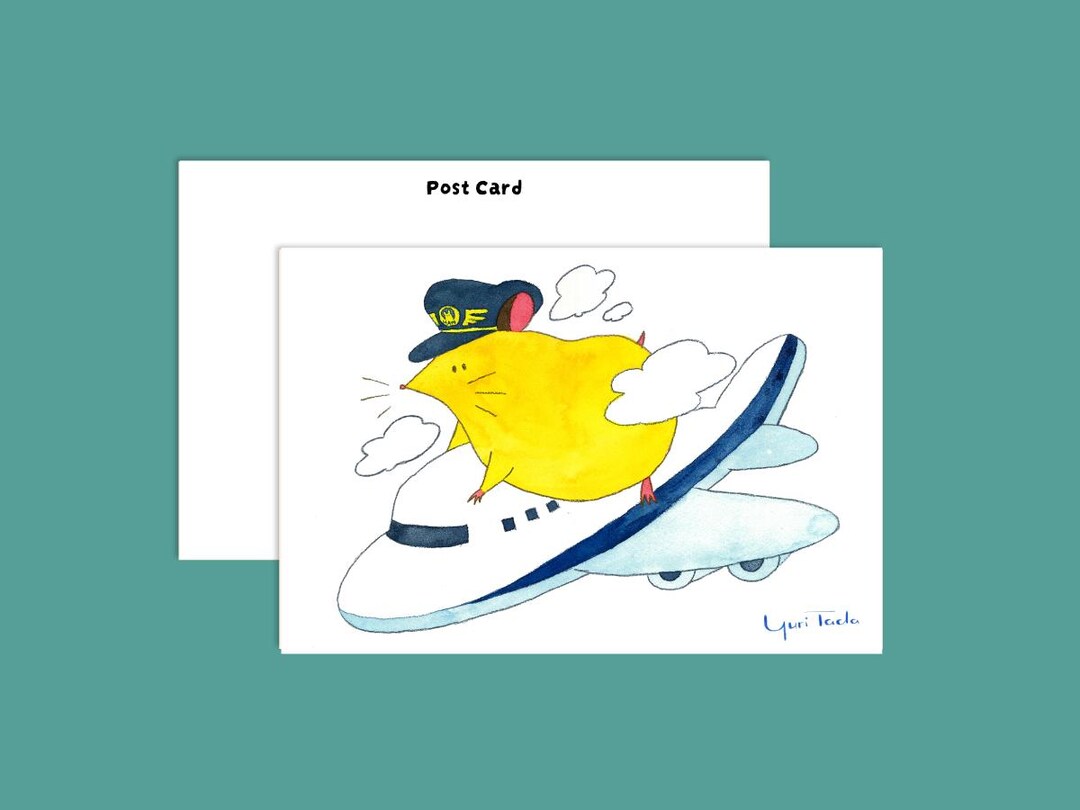 Captain Hamster Postcard｜cute Pilot Hamster Art｜airplane Travel ...