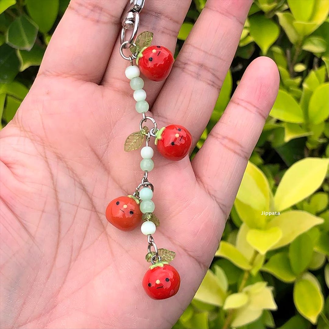 Mini Cherry Vine Tomato Keychain: Handmade Polymer Clay - Etsy