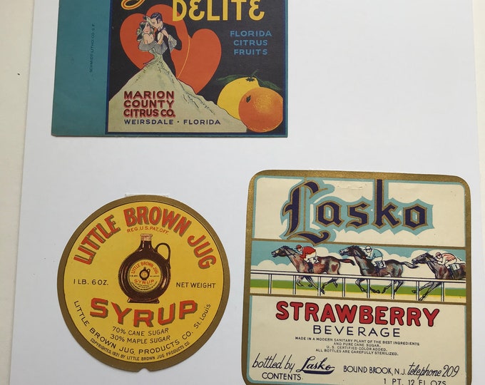 Vintage Food Labels -lot of 3 Original Labels- Circa 1930's Vintage ...