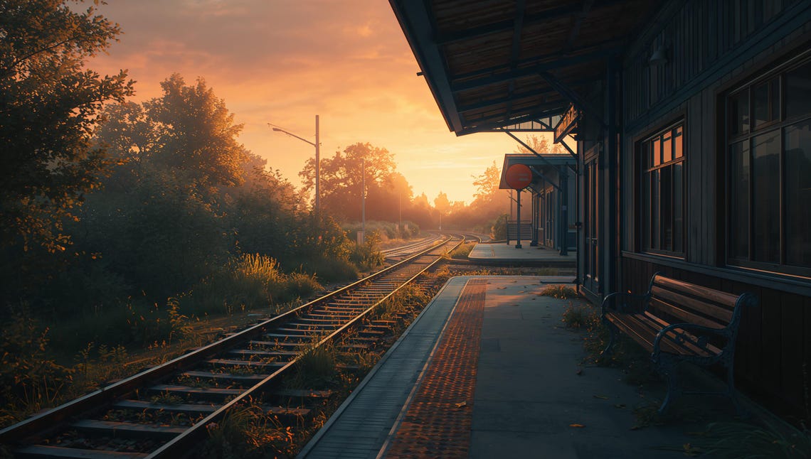 Anime Sunset Train Station Wallpaper Pack: Lo-fi Nostalgic Backgrounds ...