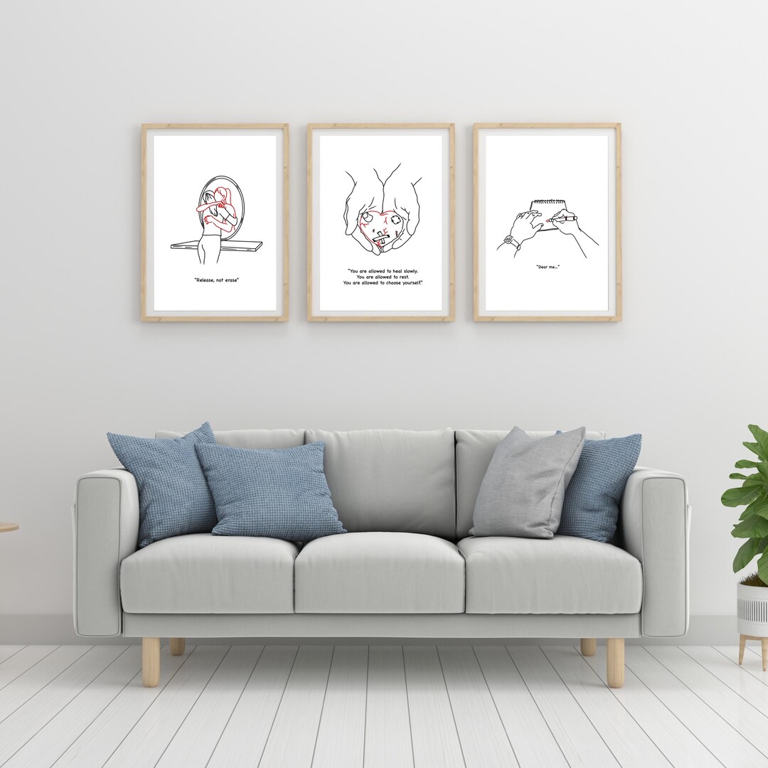 3 Healing Line Art Printable | Self Love & Mental Health Quotes ...
