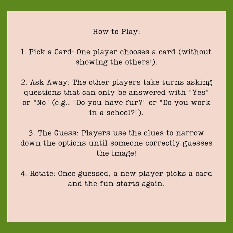Printable What Am I Guessing Game for Kids, Family, Deductive Reason ...