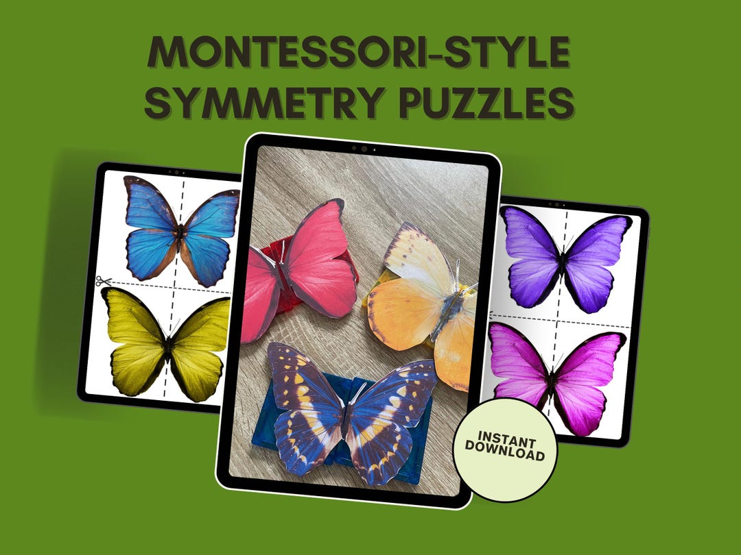 Watercolor Butterfly Moth Symmetry Puzzle: Montessori Printable (PDF ...