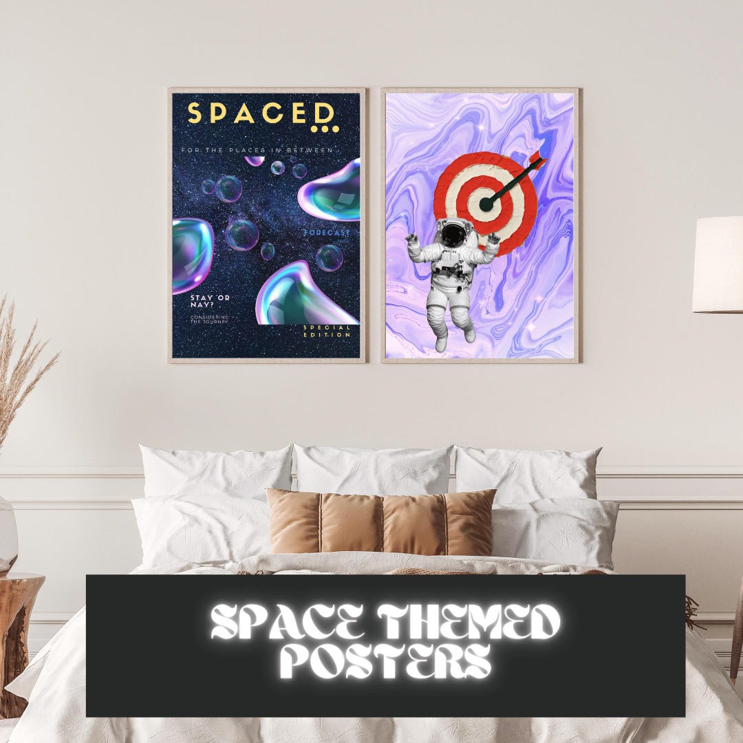 Futuristic Space Theme Printable Wall Art Poster | Set of 6 Cyberpunk ...