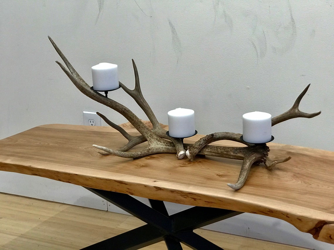 Real Elk Antler 3 Pillar Candle Holder | Etsy Real Elk Antler 3 Pillar Candle Holder | Etsy