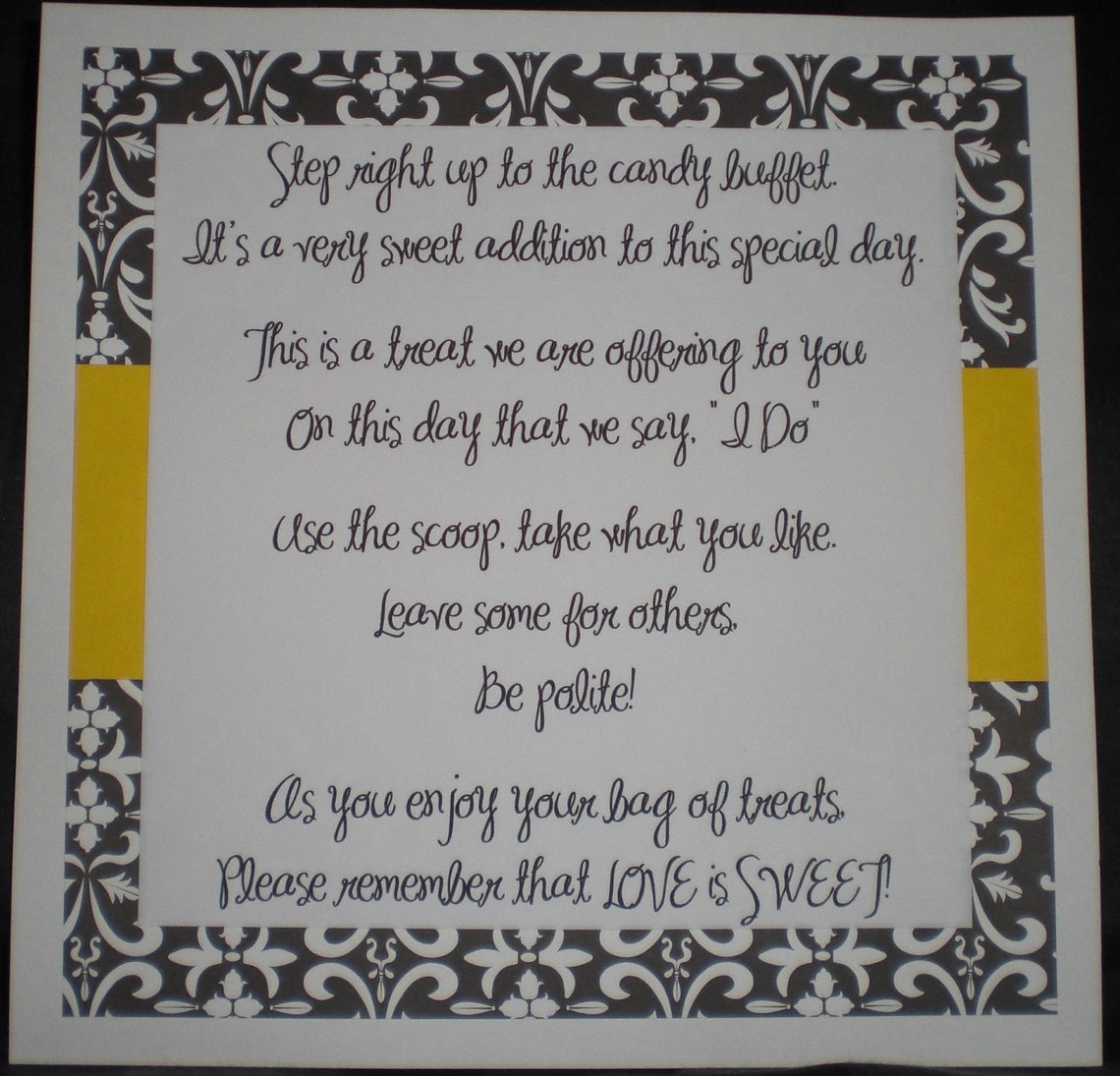 Custom Handmade Candy Buffet Poem Sign for Your Wedding or - Etsy
