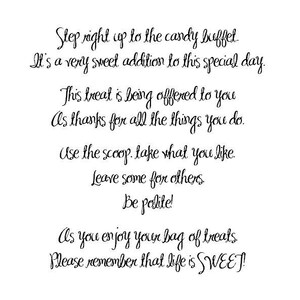 Custom Handmade Candy Buffet Poem Sign for Your Wedding or - Etsy