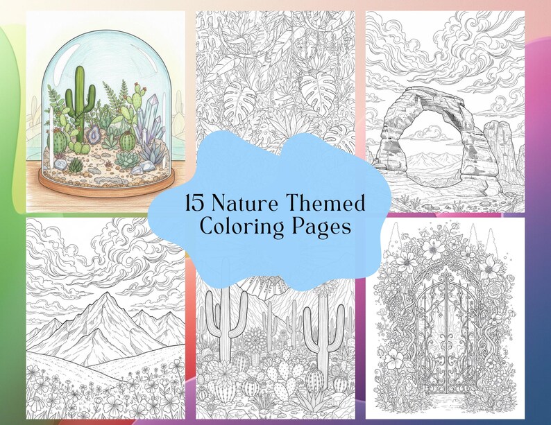 15 Nature-themed Coloring Pages | Printable Adult Coloring Book ...