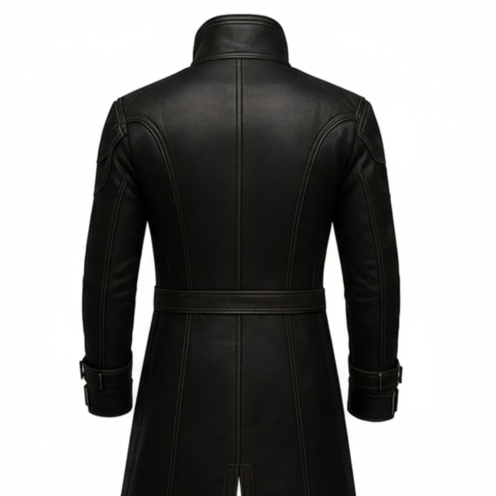 Men's Genuine Leather Gothic Trench Coat: Double Breasted Steampunk ...