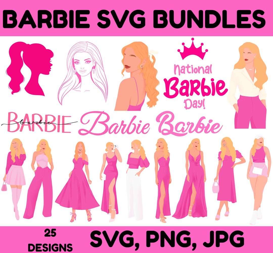 Barbie Svg Bundle, Pink Logo Svg, Barb Svg, Girls Svg, Girl Svg Files ...