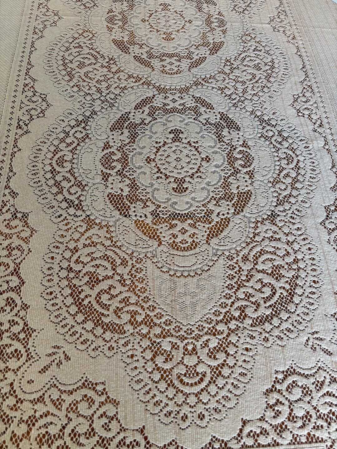 Quaker Lace Tablecloth, Vintage Lace Tablecloth, Scranton Lace ...