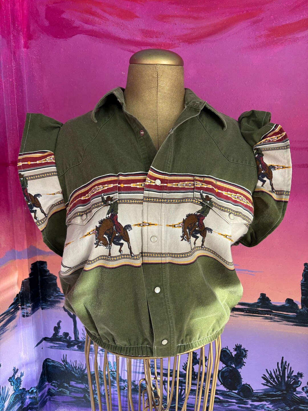 Western Crop Top, Womens Vintage Western Shirt, Reconstructed Western ...