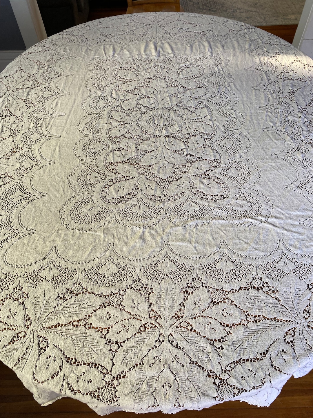 Quaker Lace Tablecloth, Vintage Lace Tablecloth, Scranton Lace ...