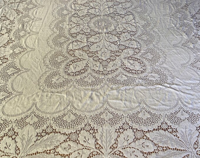 Quaker Lace Tablecloth, Vintage Lace Tablecloth, Scranton Lace ...