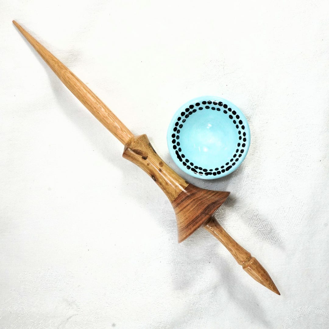 Tibetan Support Spindle With an Oaken Shaft and Spalted Worm Bitten ...