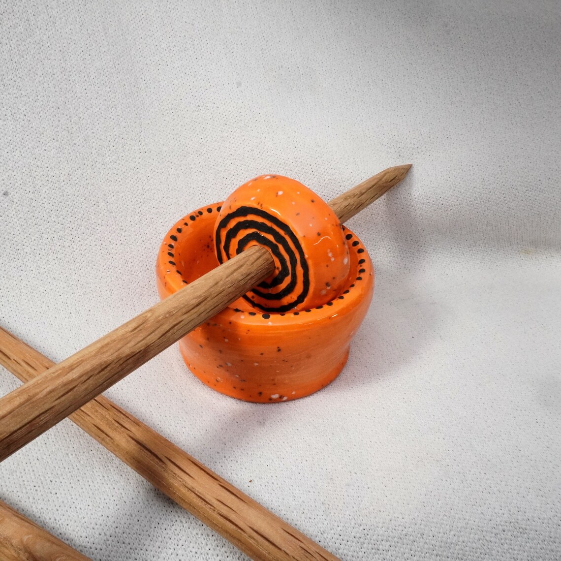 Neolithic Form Spindle Set With a Stoneware Whorl & Three Hardwood ...