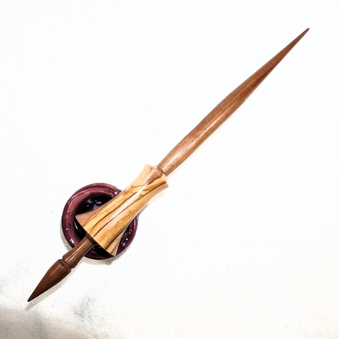 Tibetan Support Spindle With a Black Walnut Shaft and Olive Whorl 34g ...