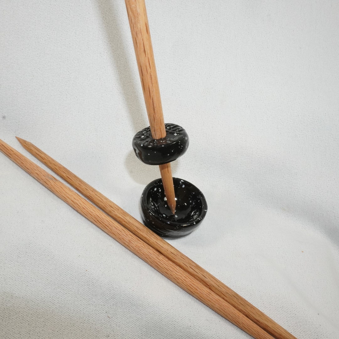 Gothic Spindle Set With a Black Stoneware Whorl & Three Hardwood ...