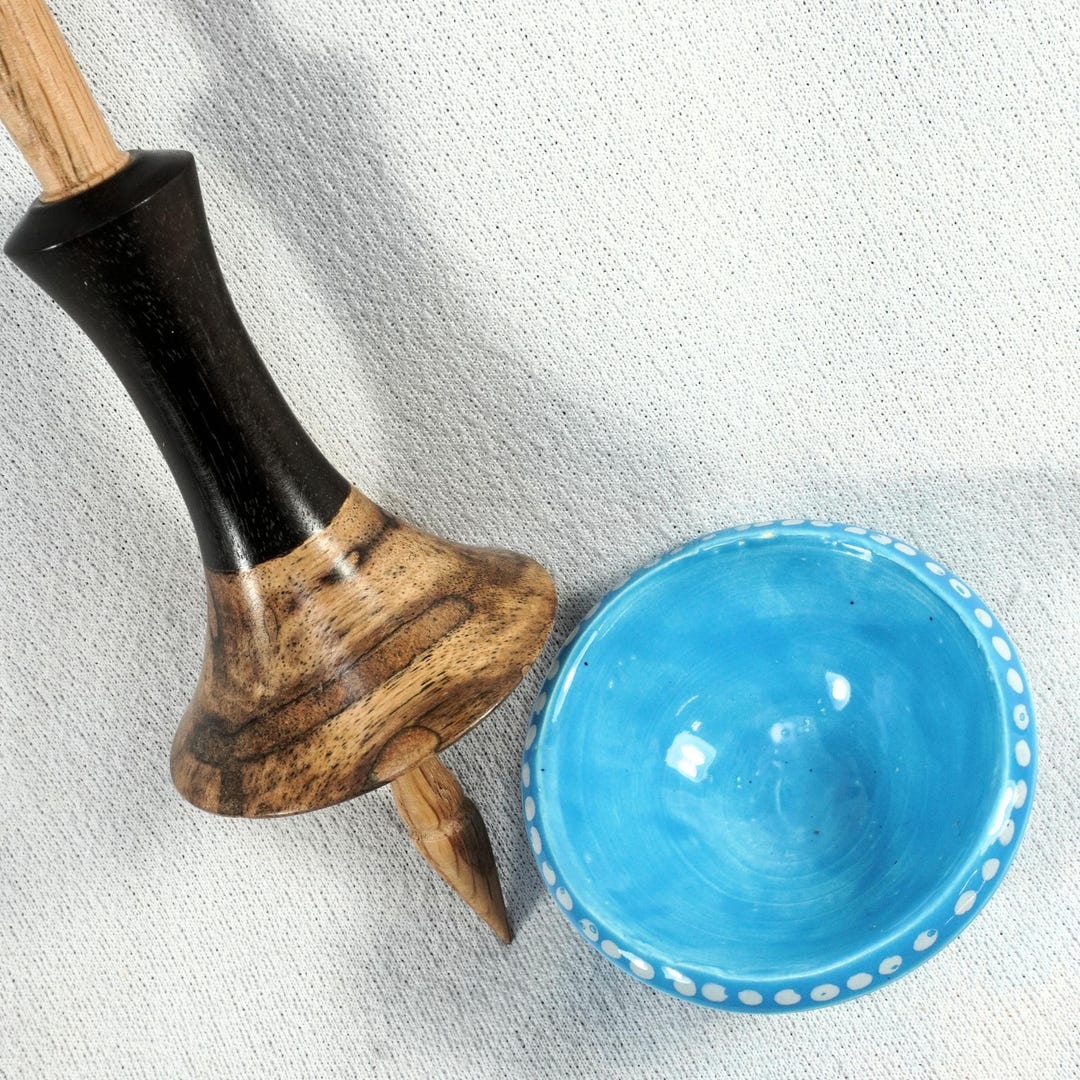 Tibetan Support Spindle With an Oaken Shaft and Ebony, Spalted Worm ...