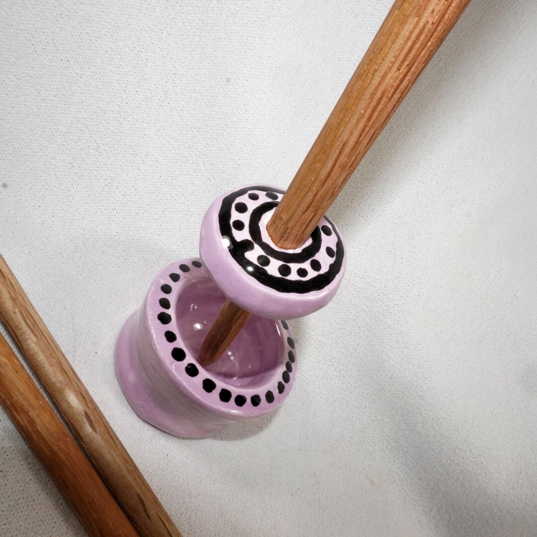 Neolithic Form Spindle Set With a Stoneware Whorl & Three Hardwood ...