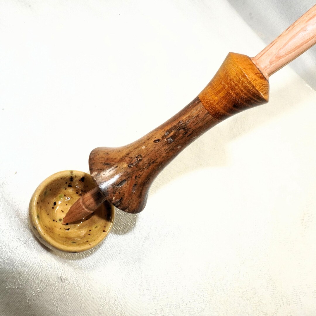 Tibetan Support Spindle With an Oaken Shaft and Spalted Worm Bitten ...