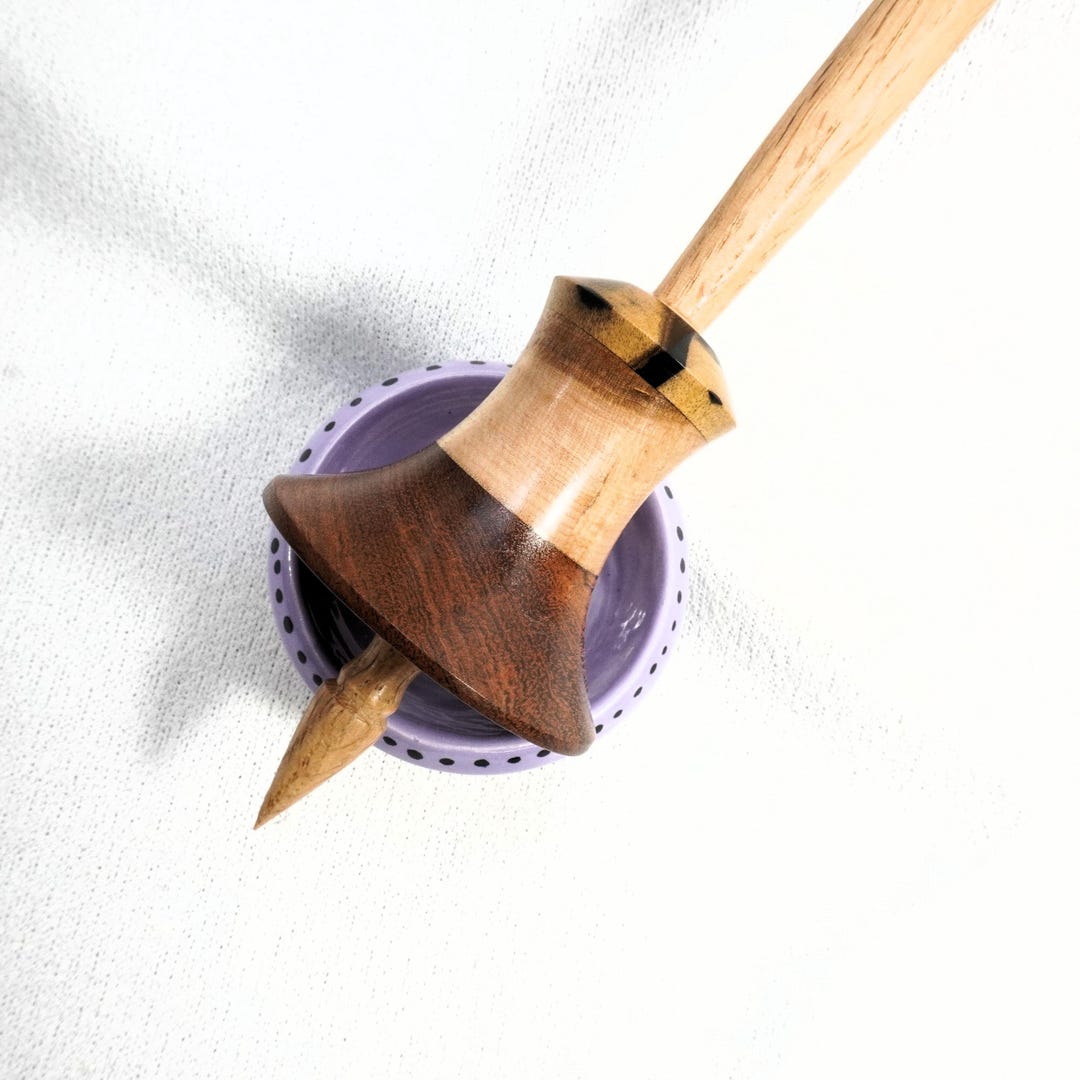 Tibetan Support Spindle With an Oaken Shaft and Pale Moon Ebony ...