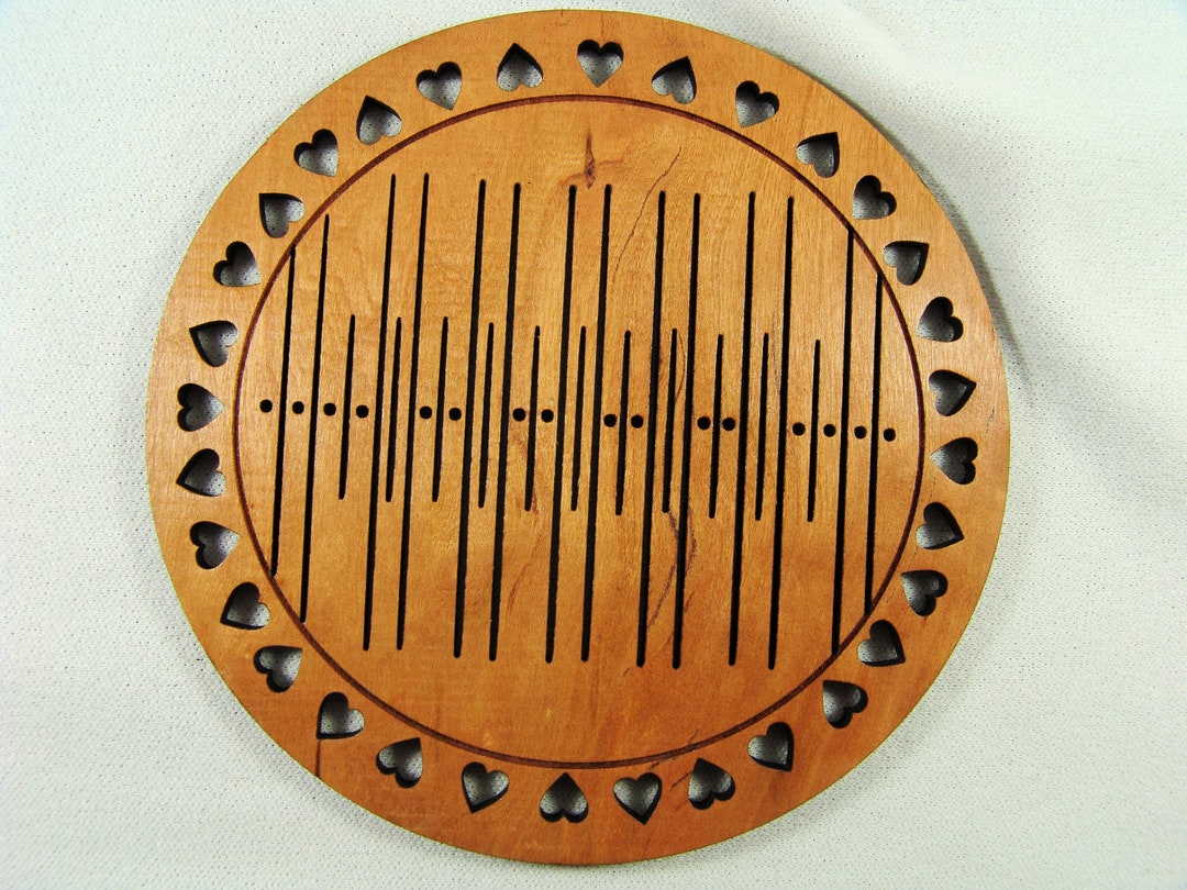 Circular Slotted Pick up Rigid Heddle With 41 Warp Threads and 32 Heart ...