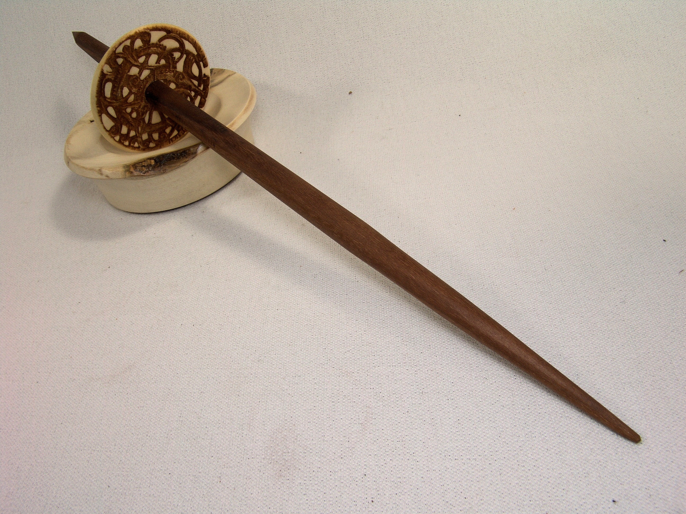 Support Spindle with a Walnut Shaft and Holly Whorl & and Holly Bowl ...