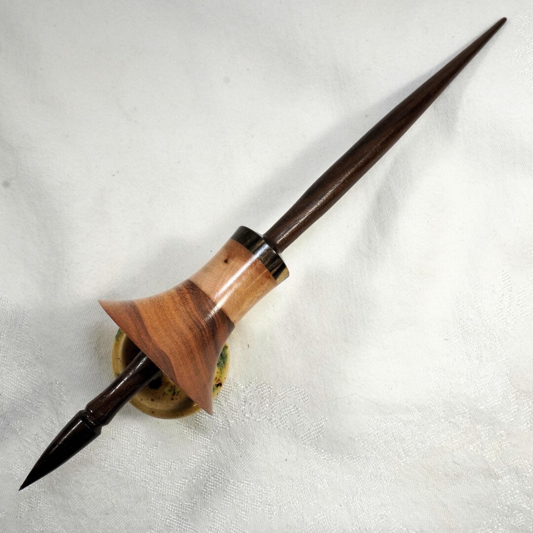 Tibetan Support Spindle With a Black Walnut Shaft and Figured Hard ...