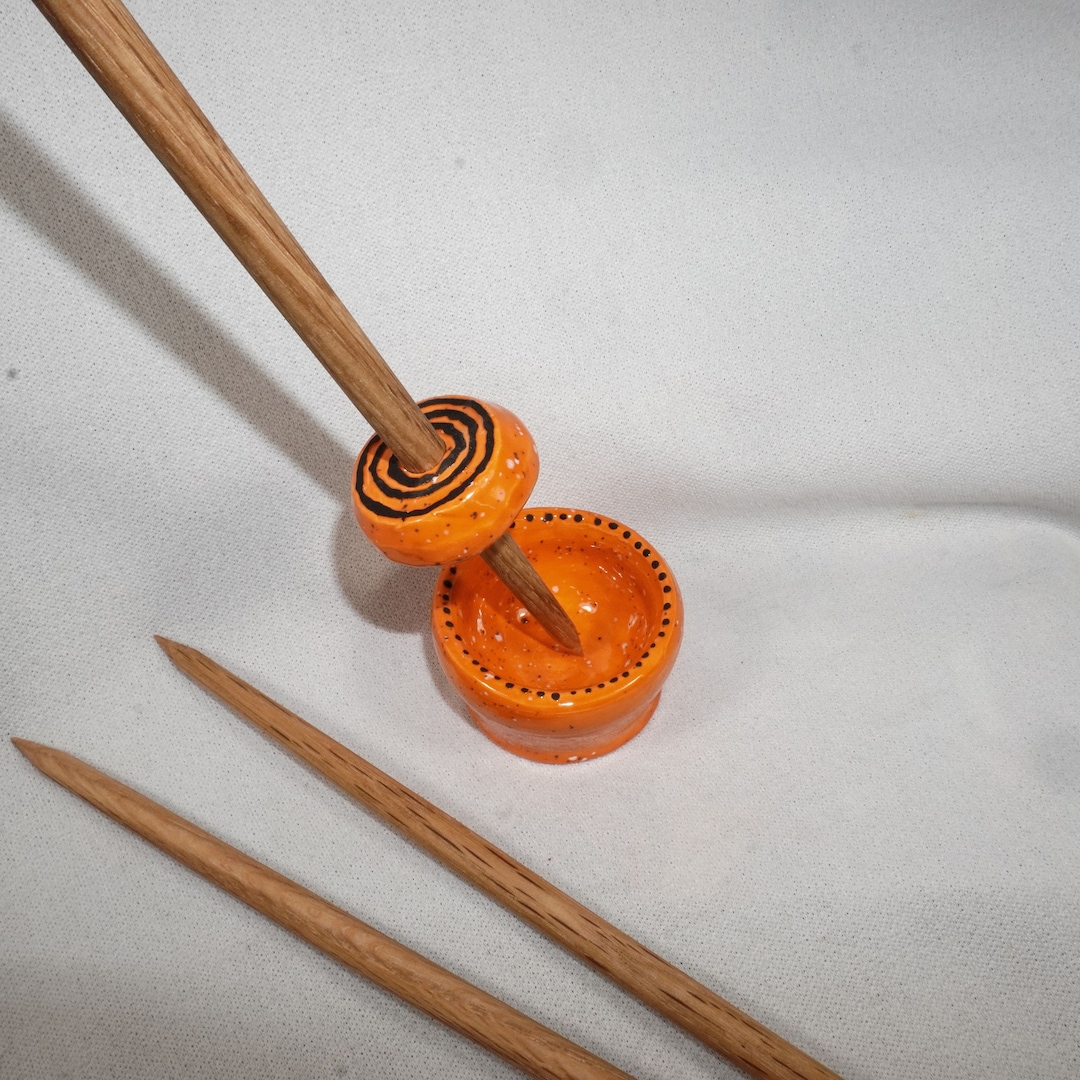 Neolithic Form Spindle Set With a Stoneware Whorl & Three Hardwood ...